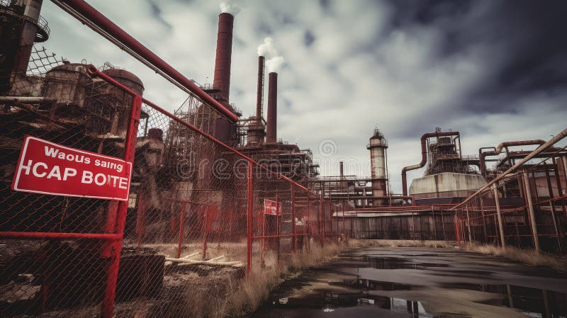 Smokestacks red sign stock illustration. Illustration of structures ...
