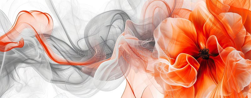 Smokey Background with Orange and White Abstract Floral Design Stock ...