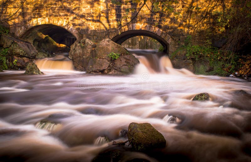 Smokey waterfall in Autumn stock image. Image of duntocher - 47160513