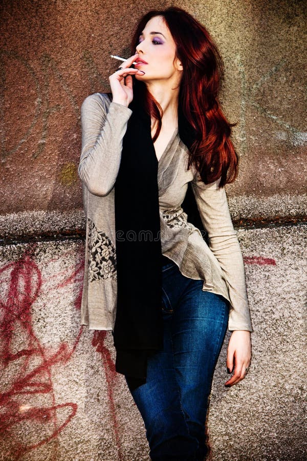 Smoking stock photo. Image of wall, beautiful, posing - 16992436