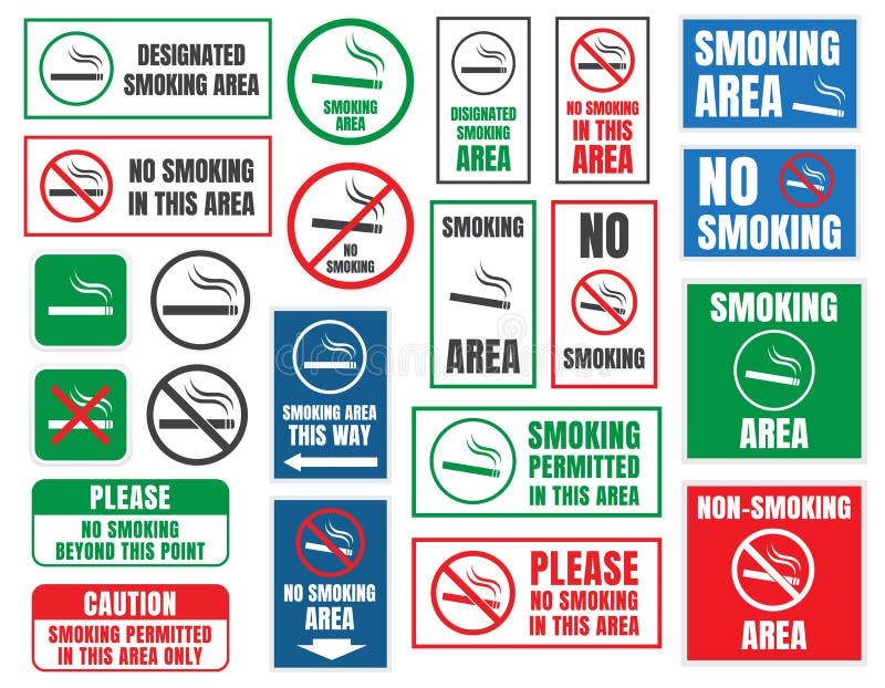 Smoking Area and No Smoking Signs Stock Vector - Illustration of ...