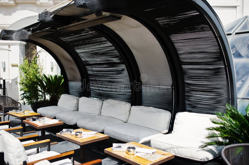 Bench Of Outdoor Smoking Area Stock Photo - Image of public, place ...