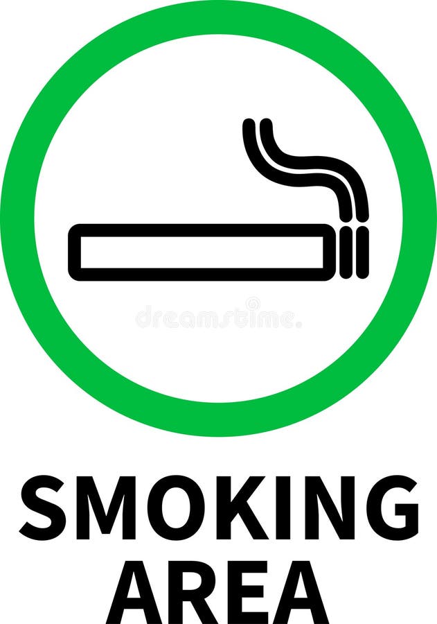 Smoking Area Sign with Green Circle and Cigarette Symbol Stock Vector ...