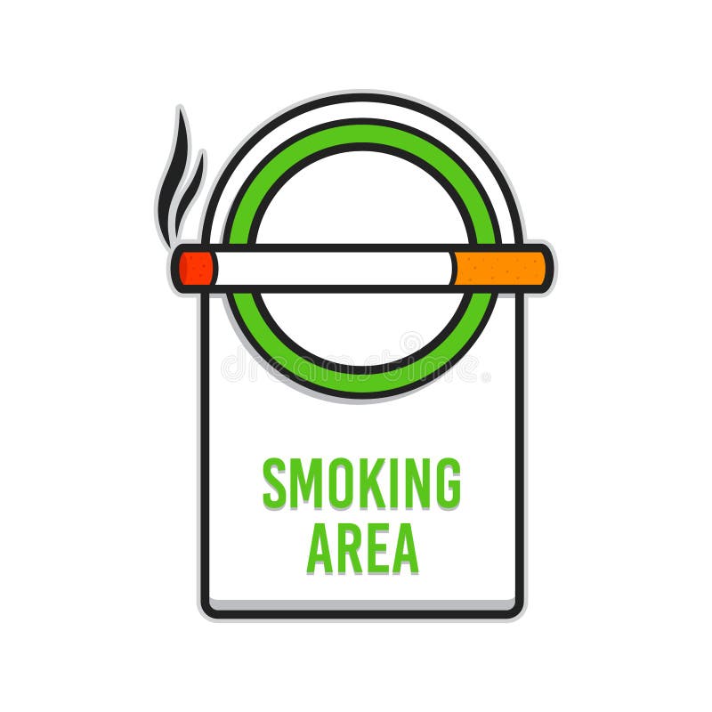 Smoking Area Sign Vector with Cigarette Stock Vector - Illustration of ...