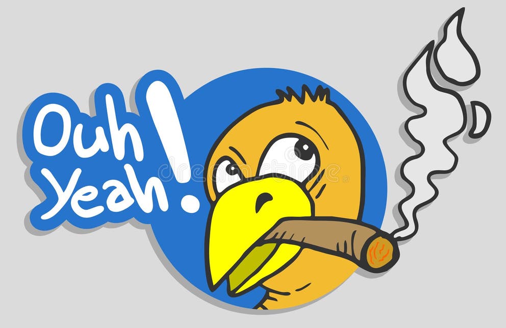 Smoking bird stock vector. Illustration of animated, straw - 32555855