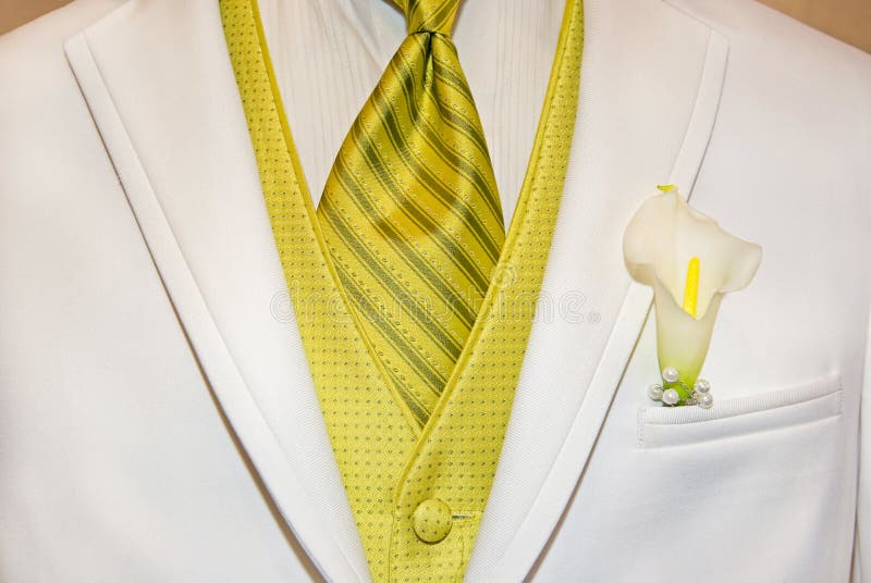 Smoking Blanco Con El Lazo Y El Chaleco Azules Foto de archivo - Imagen ...