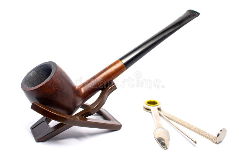 Smoking Pipe with a Czech Tool on a White Background Stock Image ...