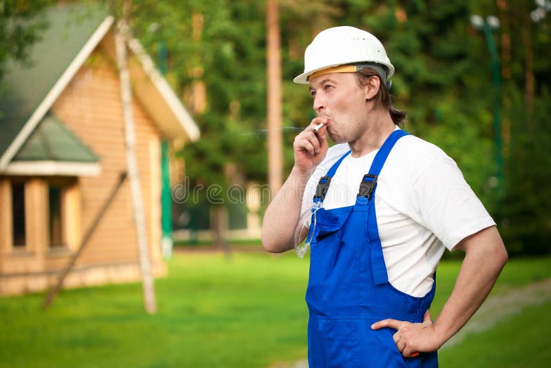 Smoking builder stock image. Image of construction, waiting - 16597109
