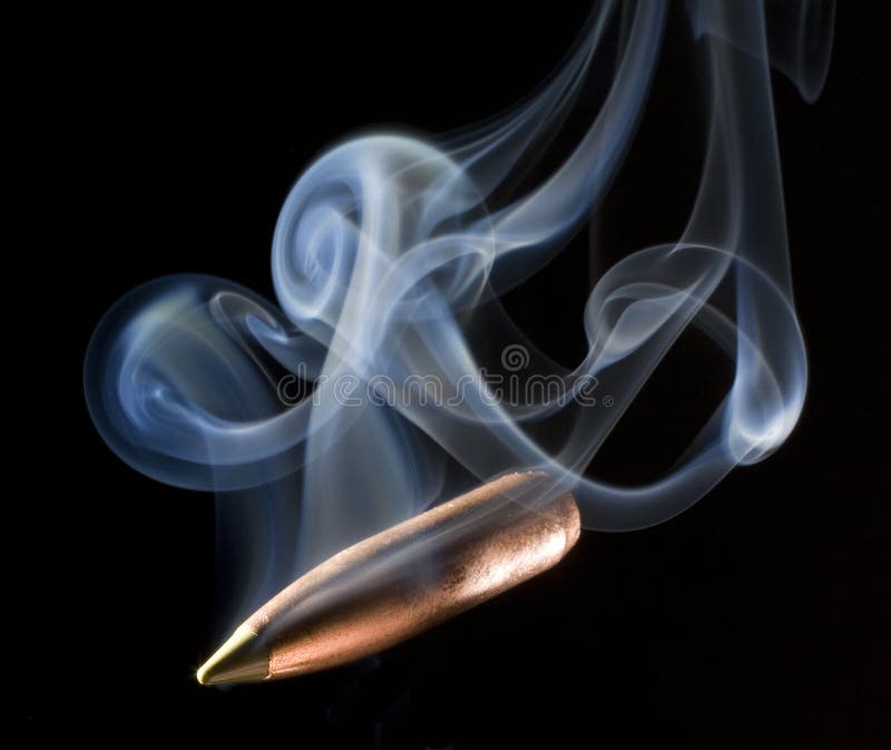Smoking bullet stock image. Image of smoke, black, white - 12776783