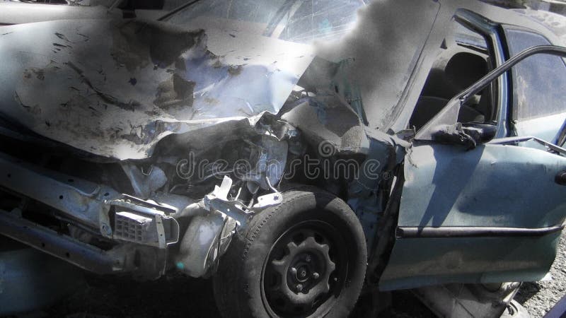 Smoking Car Wreck stock video. Video of smoke, collision - 43670947