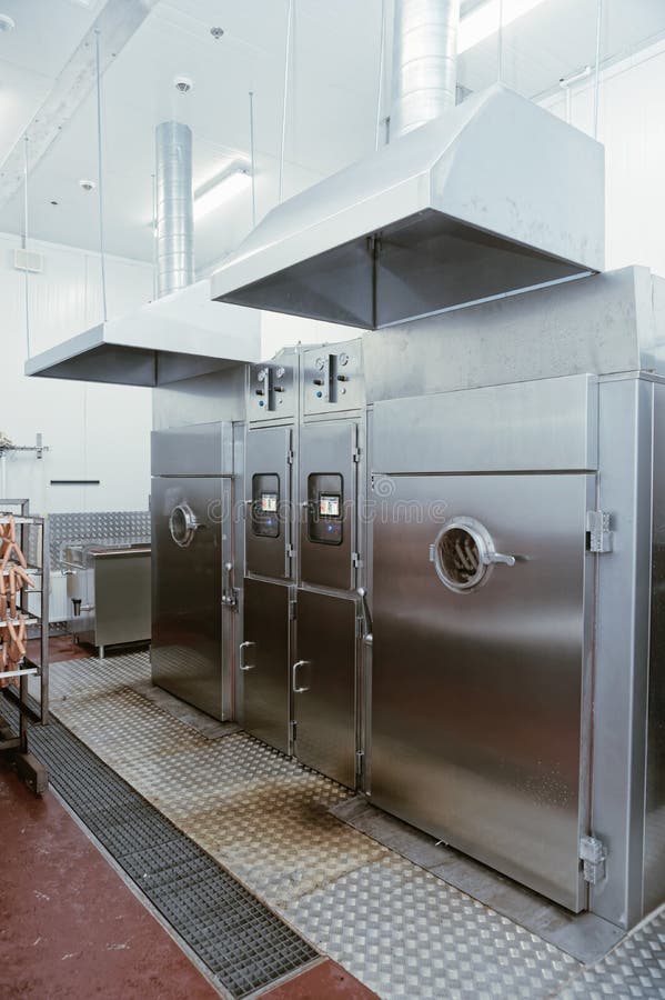 Smoking Chambers on Food Processing Plant Stock Photo - Image of meat ...