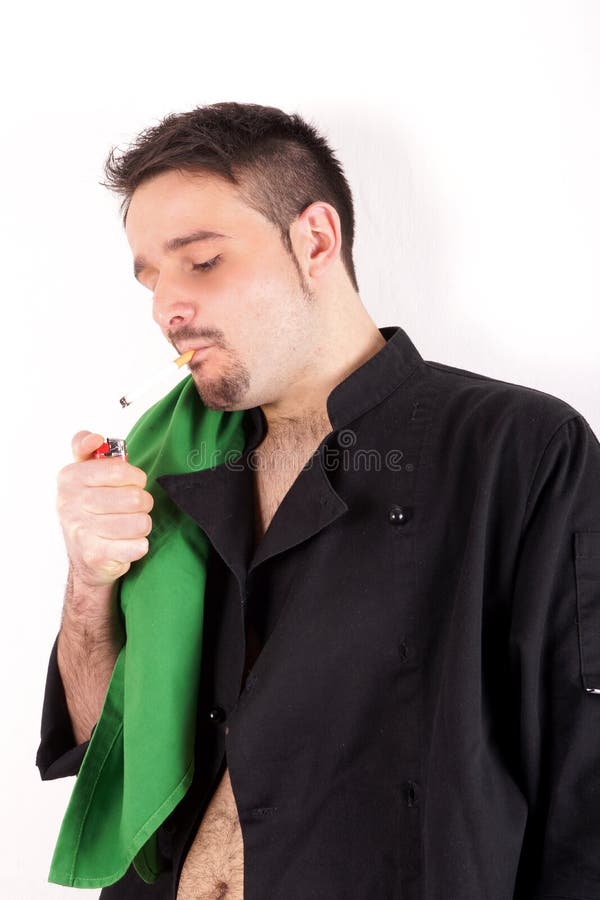 Smoking Chef stock photo. Image of habit, young, cigar - 49400096