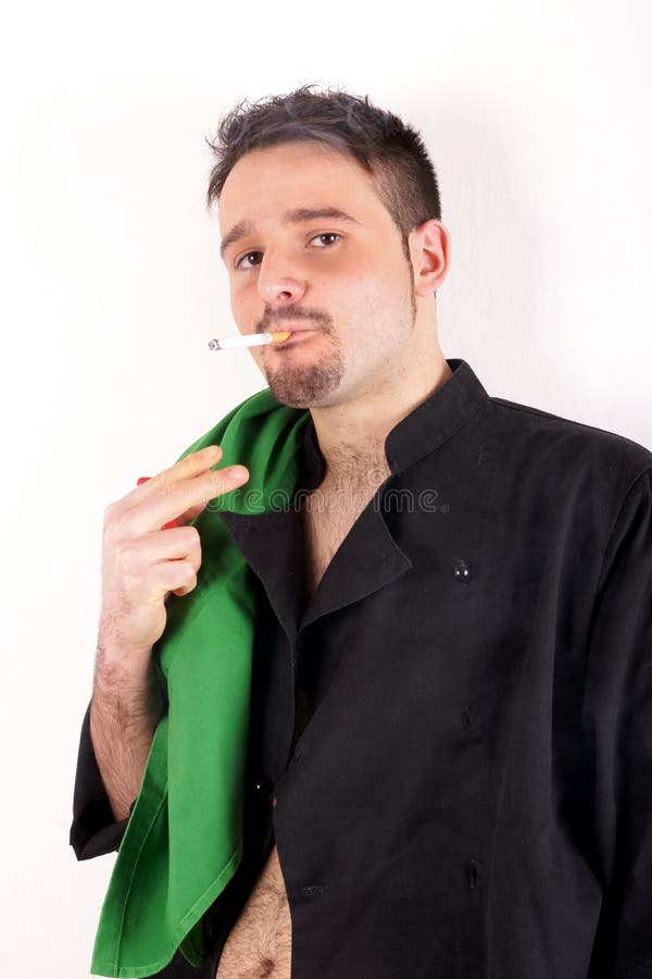 Smoking Chef stock photo. Image of relax, caucasian, work - 49533404