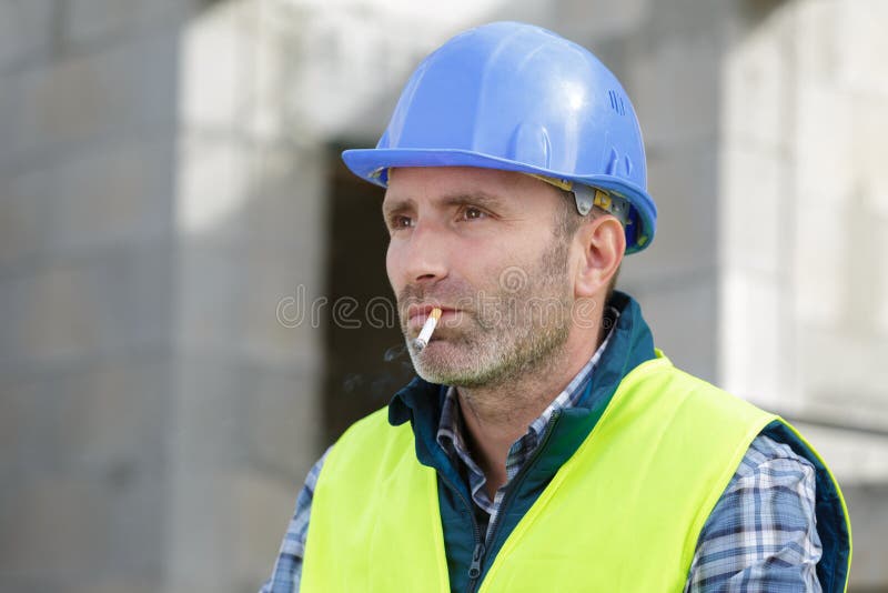 Smoking Cigarette on Construction Site Stock Photo - Image of architect ...