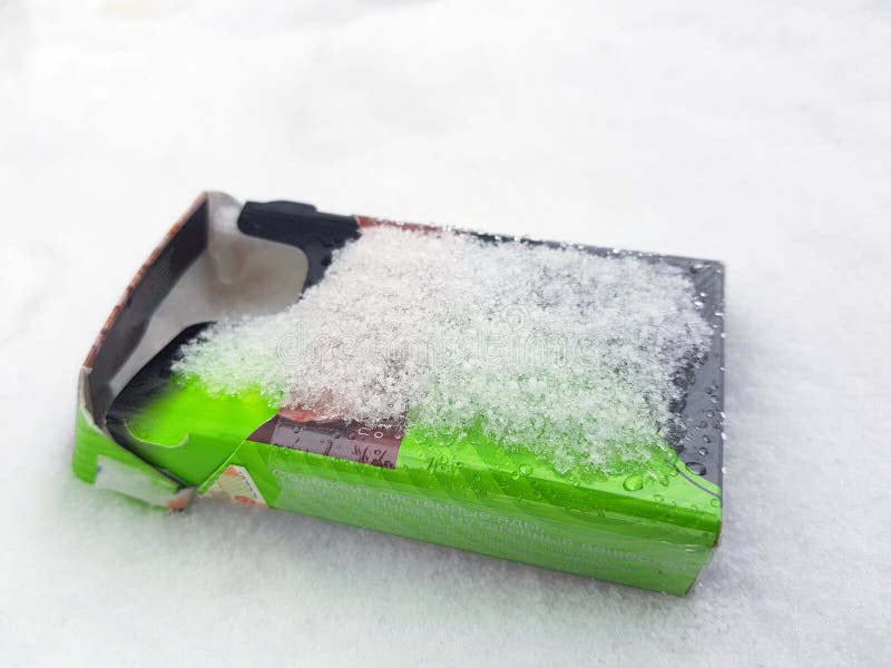 Smoking - Cigarette Pack in the Snow in Winter Stock Photo - Image of ...