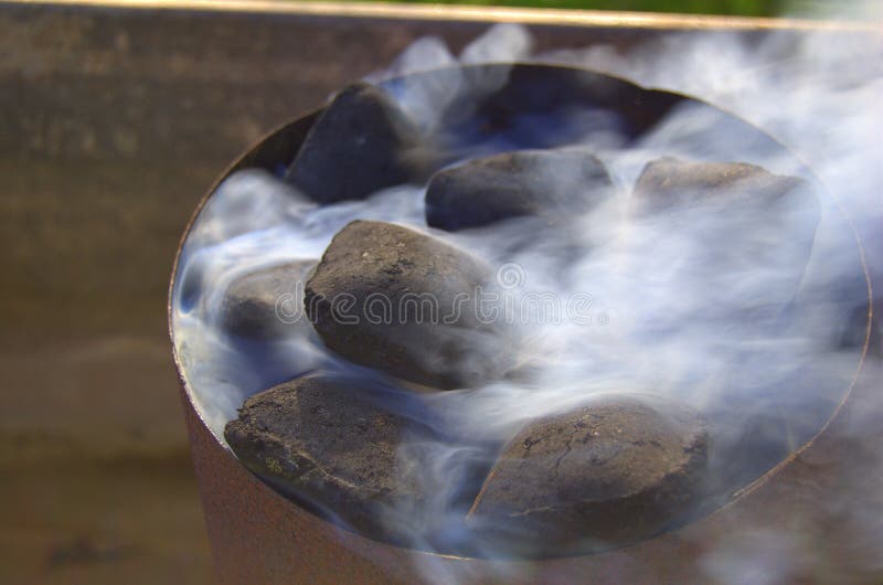 Smoking Coal stock photo. Image of grill, burn, glowing - 5287348