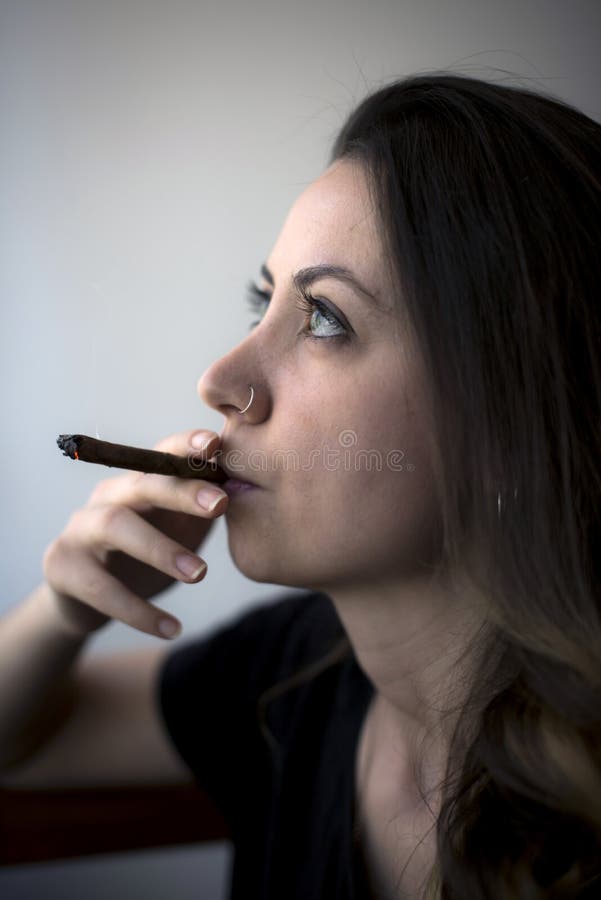 Smoking cute girl. stock photo. Image of beautiful, healthy - 53906126
