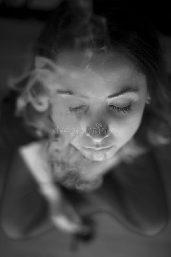 Smoking cute girl. stock image. Image of camera, ring - 53906883