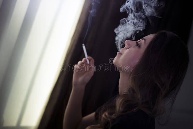 Smoking cute girl. stock photo. Image of lens, eyes, portrait - 53908246