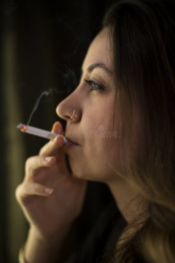Smoking cute girl. stock photo. Image of cigarette, fashion - 53908368