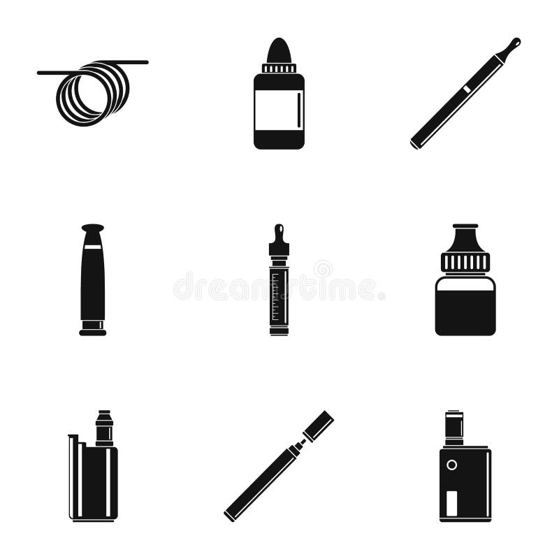 Smoking Device Icon Set, Simple Style Stock Vector - Illustration of ...