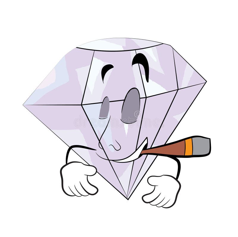 Smoking diamond cartoon stock illustration. Illustration of isolated ...