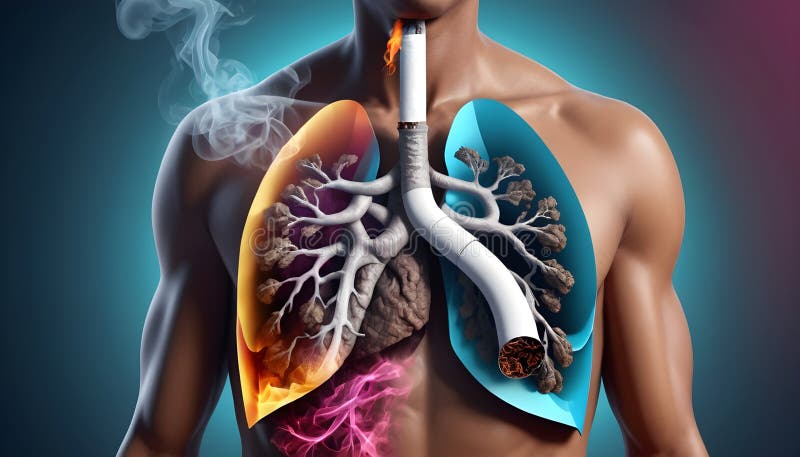 Smoking Effect on the Human Lungs Stock Illustration - Illustration of ...