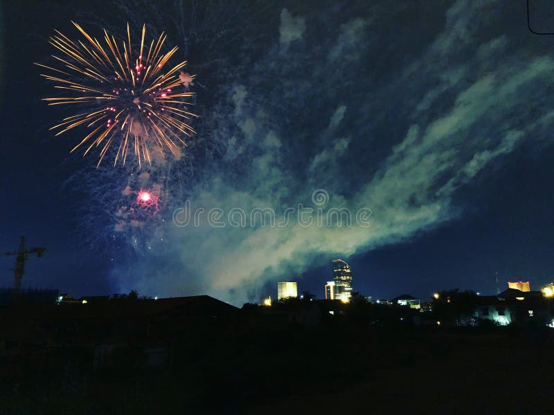 Firework stock image. Image of smoking, smoke, night - 135464763