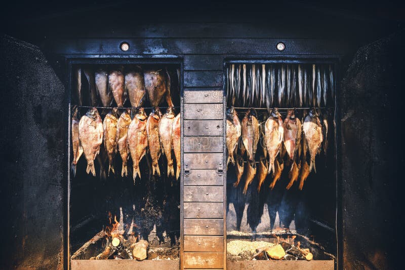 Smoking Fish in a Smokehouse. Smoked Bream Stock Photo - Image of bream ...