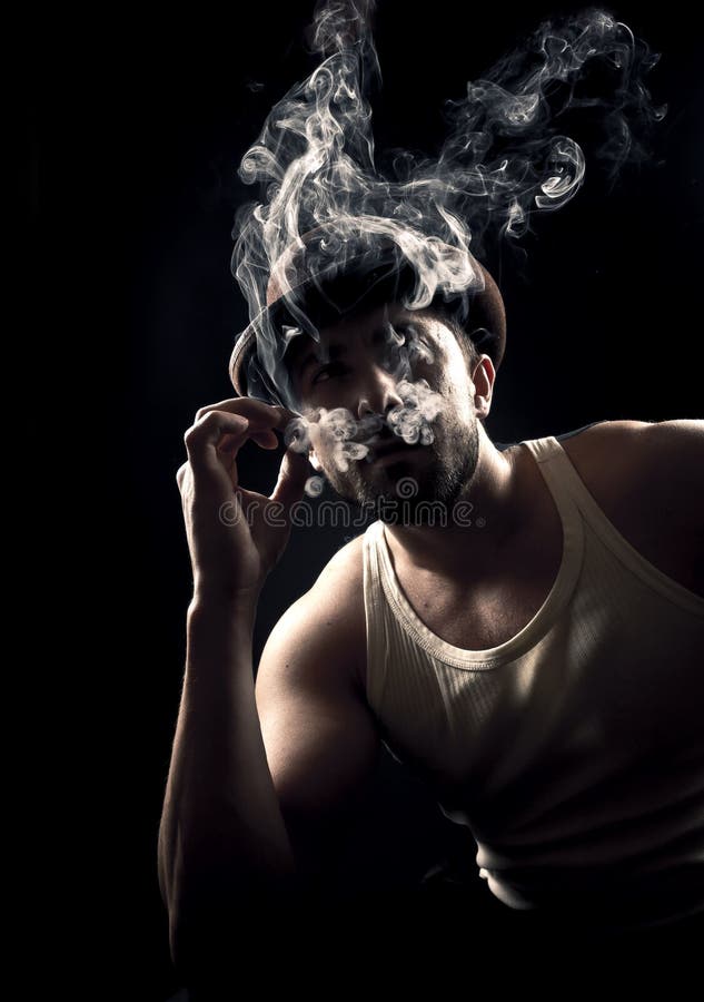 Smoking gangster with gun stock image. Image of black - 81010933