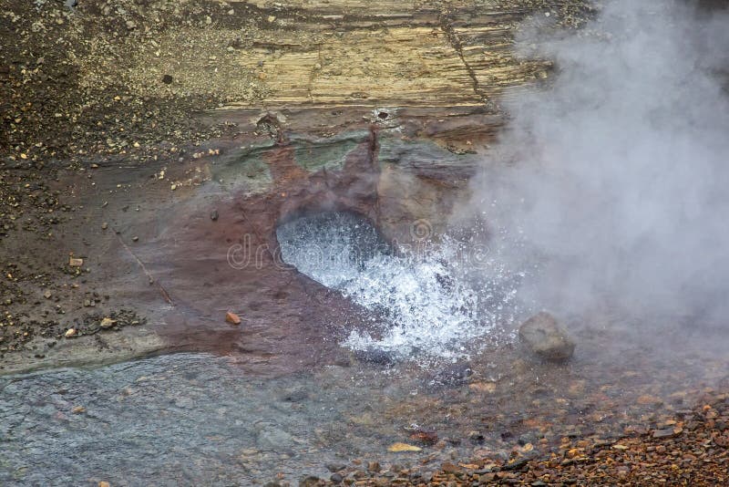 Smoking Geysers in the Mountains of Iceland Stock Photo - Image of boil ...