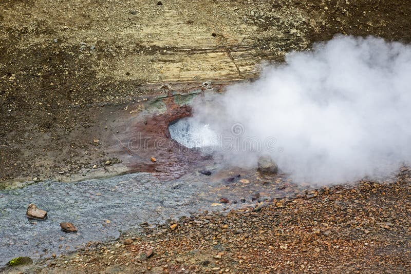 Smoking Geysers in the Mountains of Iceland Stock Photo - Image of park ...