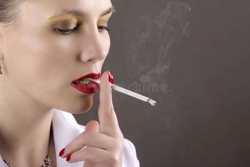 Smoking girl stock photo. Image of serious, femininity - 6068312