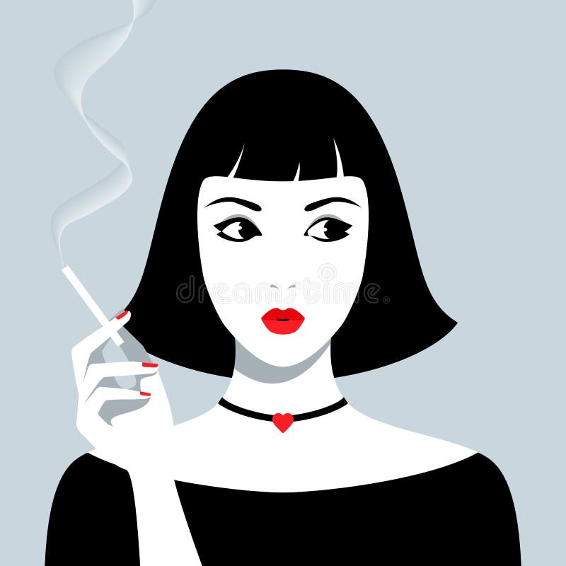 Smoking girl stock vector. Illustration of graphic, habit - 85714906