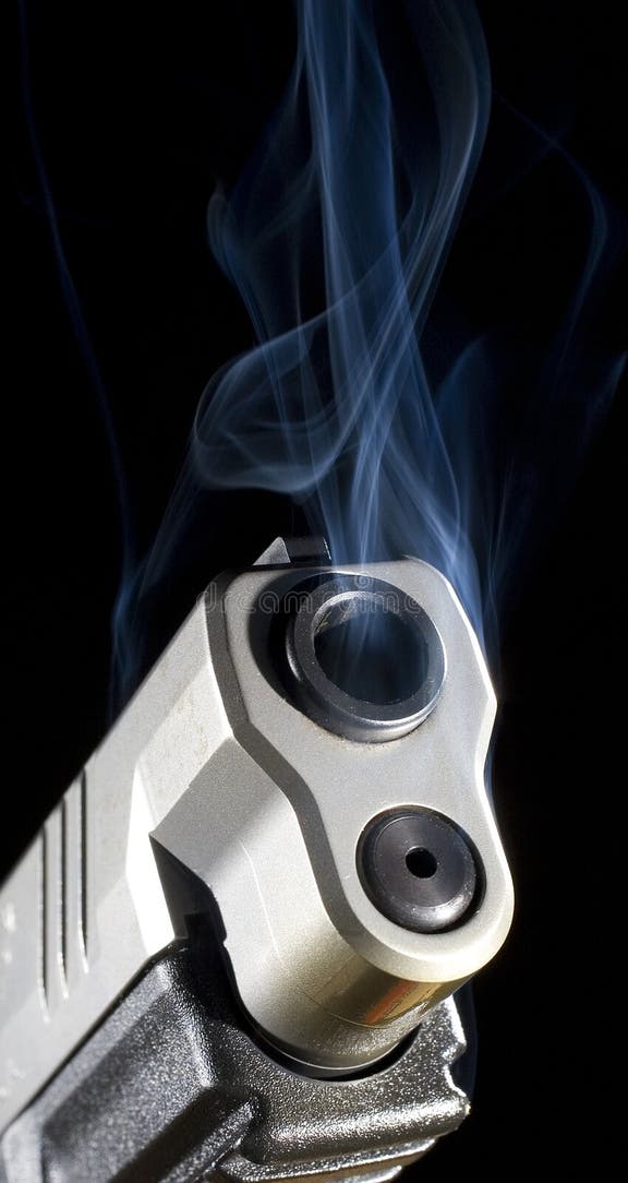 Smoking gun stock photo. Image of polymer, smoke, barrel - 16428630