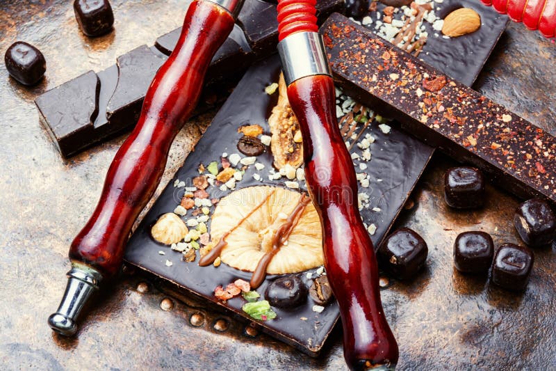 Smoking Hookah with Chocolate Stock Photo - Image of eastern, egyptian ...