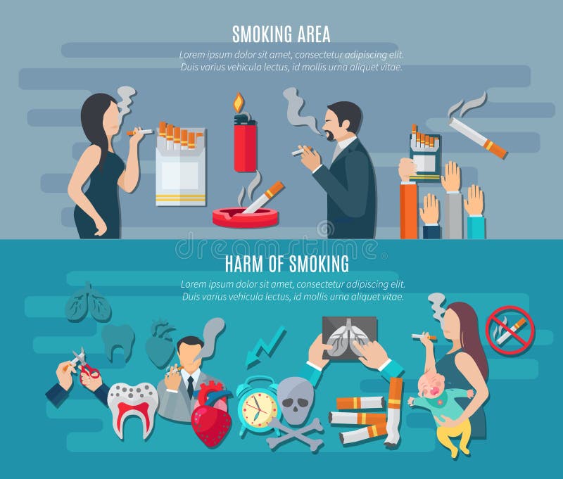 Smoking Banner Set stock vector. Illustration of advertising - 209801476