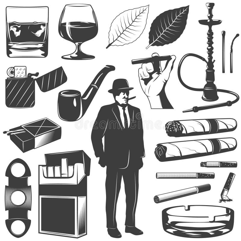 Smoking Icon Set stock vector. Illustration of icons - 73345084
