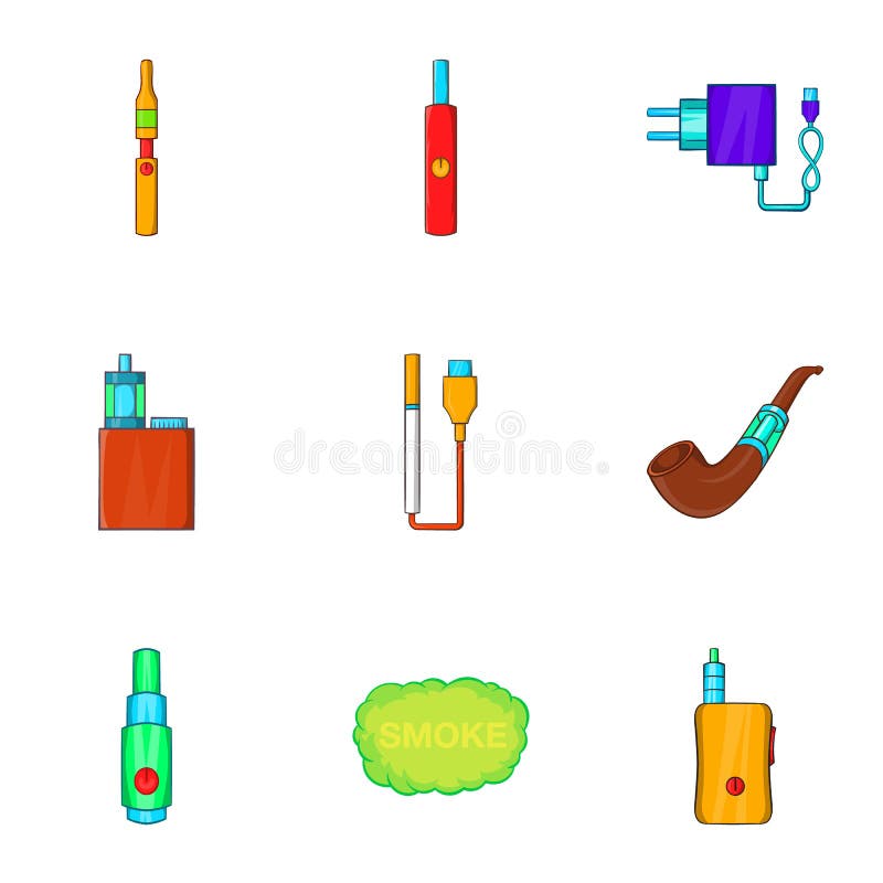 Smoking Icons Set, Cartoon Style Stock Vector - Illustration of ...