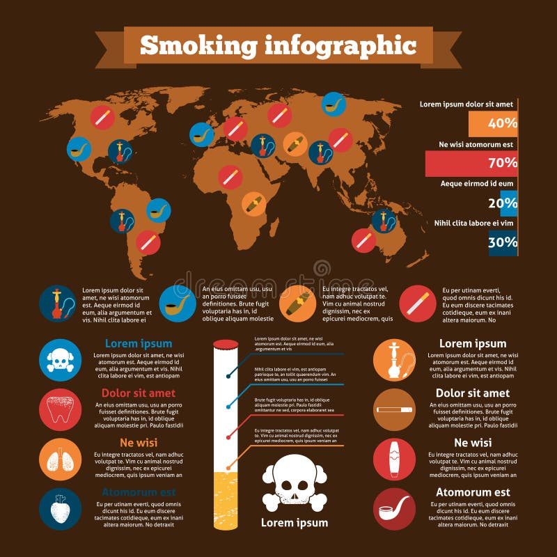 Smoking Infographics Set stock vector. Illustration of elements - 48419688