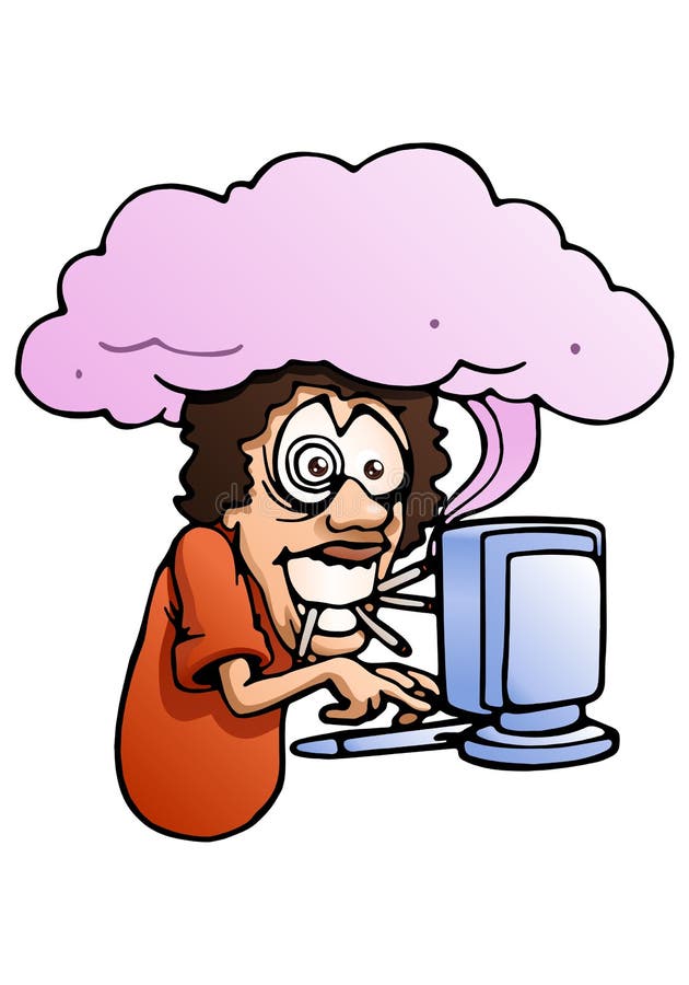 Smoking computer cartoon stock illustration. Illustration of character ...