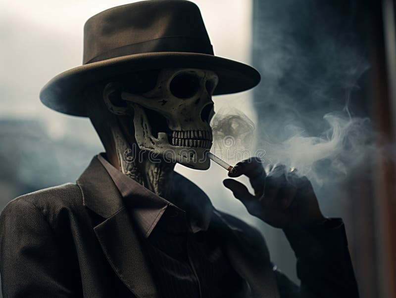 Smoking Kills. Human Skeleton Smoking a Cigarette Stock Illustration ...