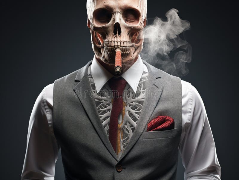 Smoking Kills. Human Skeleton Smoking a Cigarette Stock Illustration ...