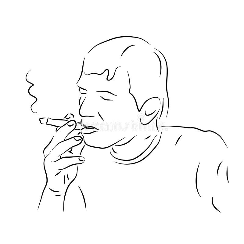 Smoking man. stock vector. Illustration of people, face - 77707781