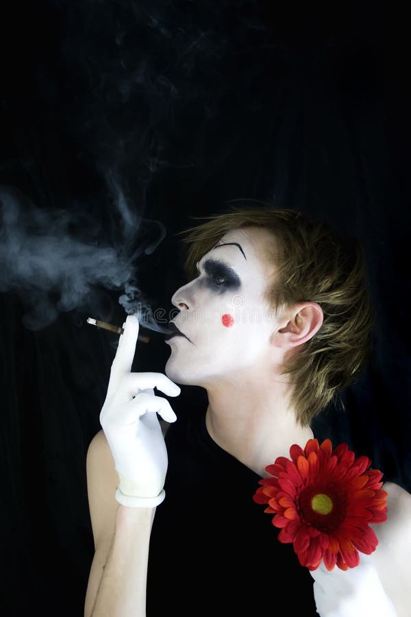 Smoking mime with a smoke stock image. Image of gerber - 8616699
