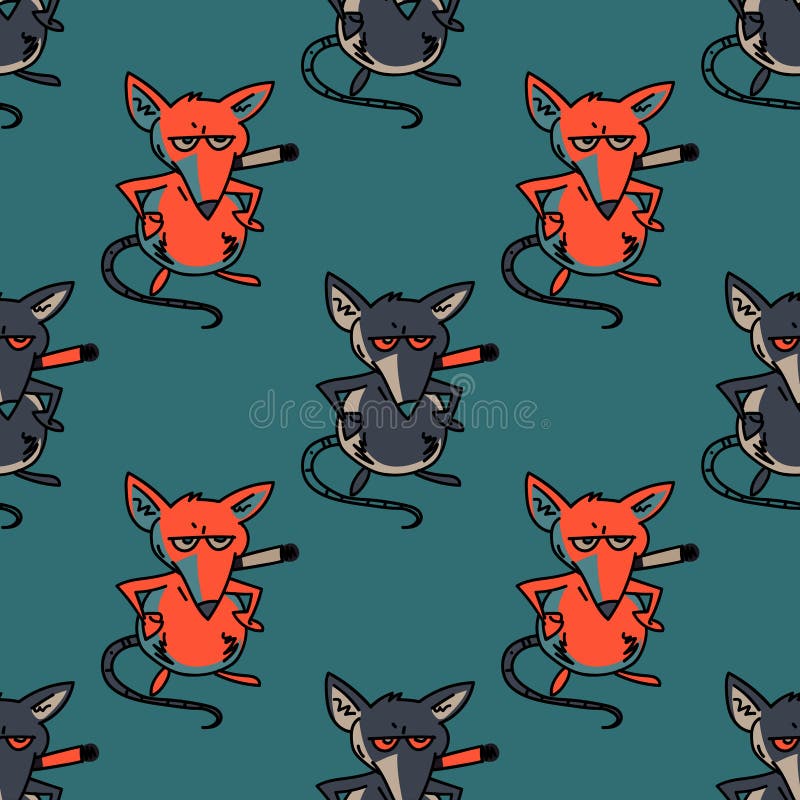 Smoking Mouse Seamless Pattern Stock Vector - Illustration of abstract ...