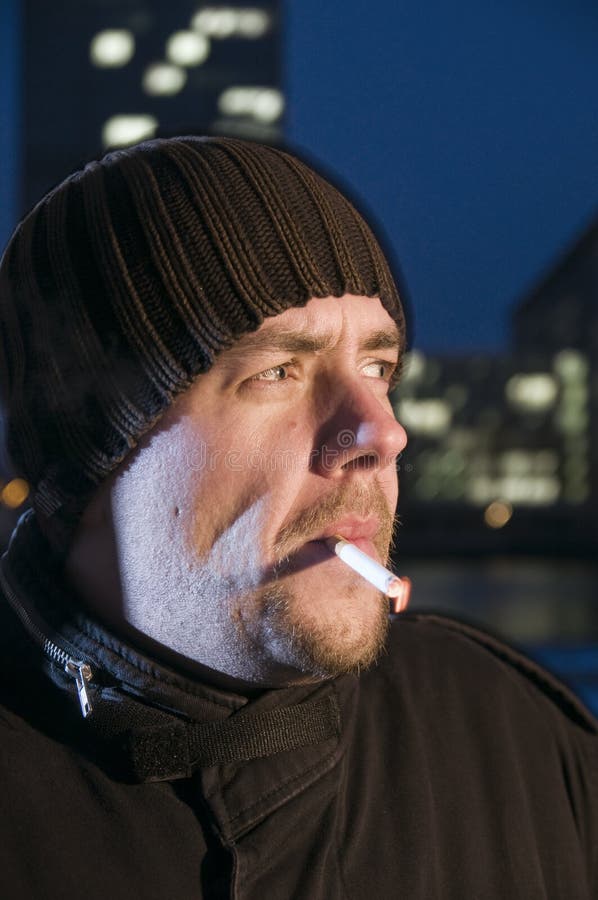 Smoking at night stock image. Image of poisonous, shoulders - 25811253