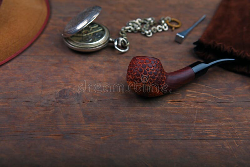 Smoking Pipe Hat Clock Wooden Sharp Table Stock Image - Image of proof ...