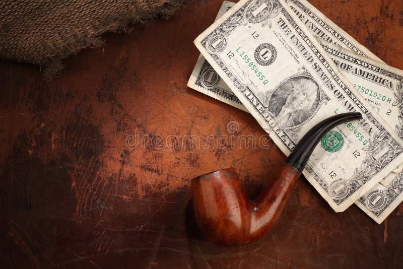 Smoking Pipe One Dollar Bills Stock Image - Image of history, nostalgia ...