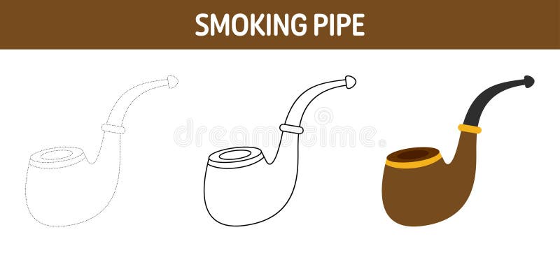 Smoking Pipe Tracing and Coloring Worksheet for Kids Stock Vector ...